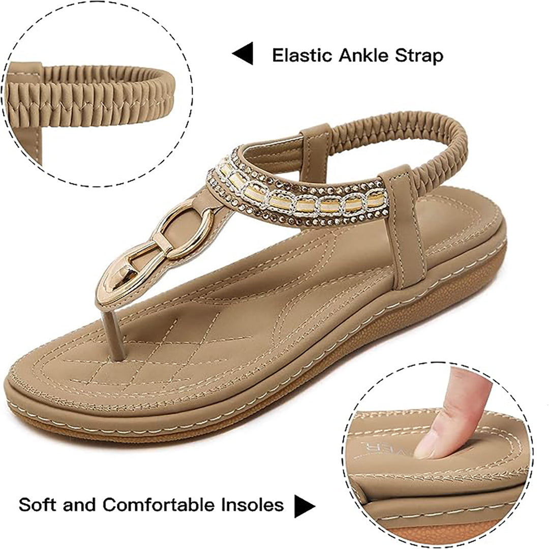 Comelyy women's sandals beach beach rhinestone flats