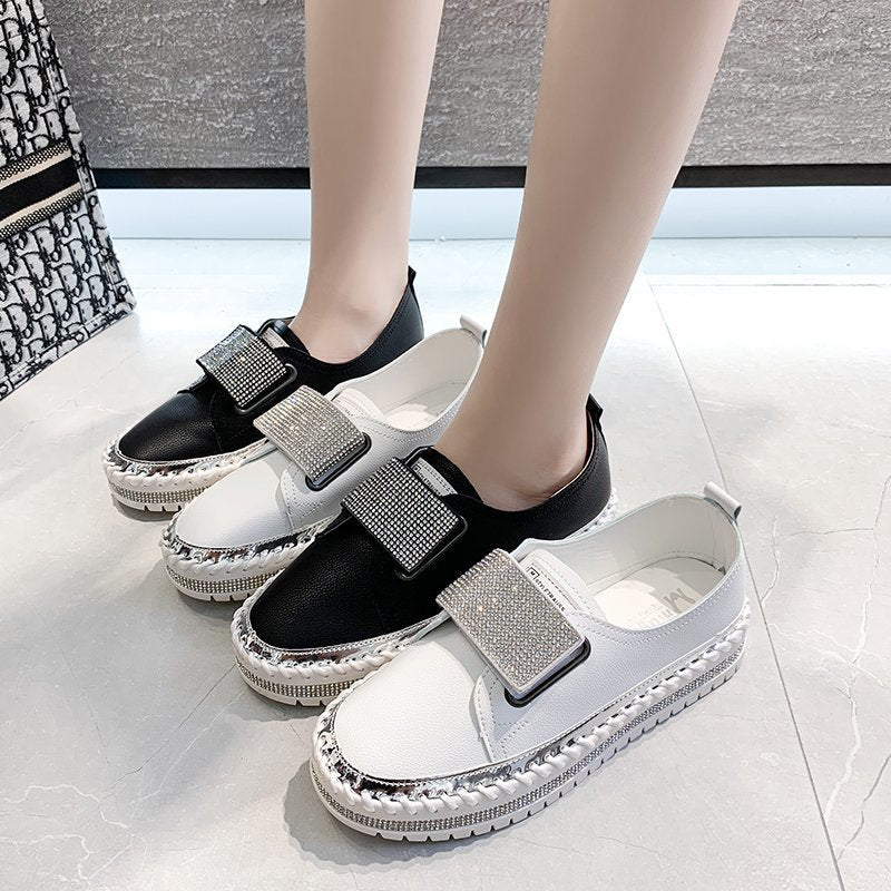 Comelyy Flat-bottomed Leisure Rhinestone Shoes
