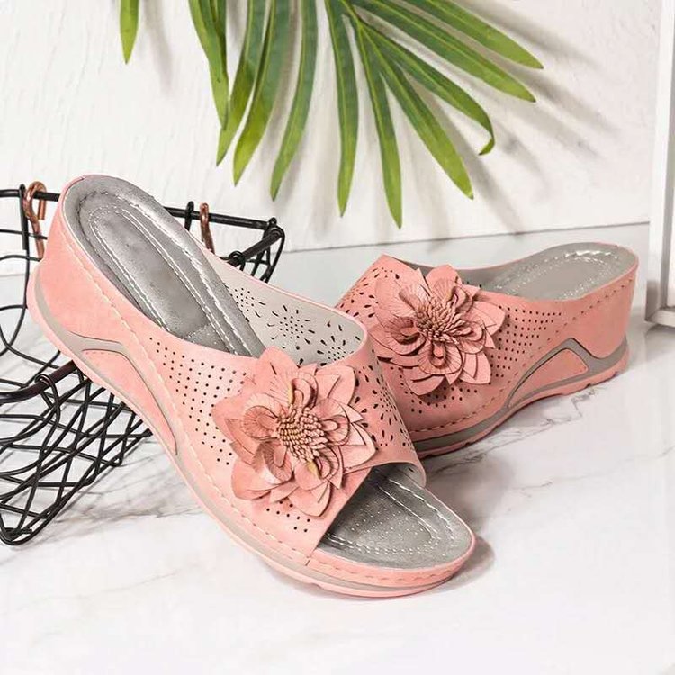 Comelyy Women's shoes 2023 summer large size wedge casual flower outer