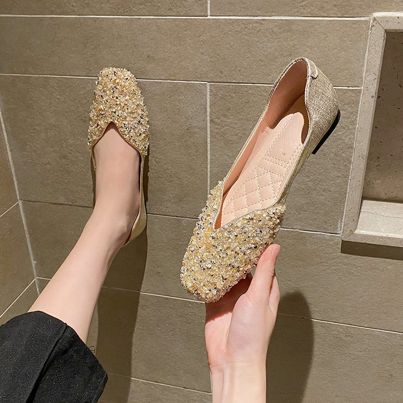 Comelyy Flat Rhinestone Sequined Shoes