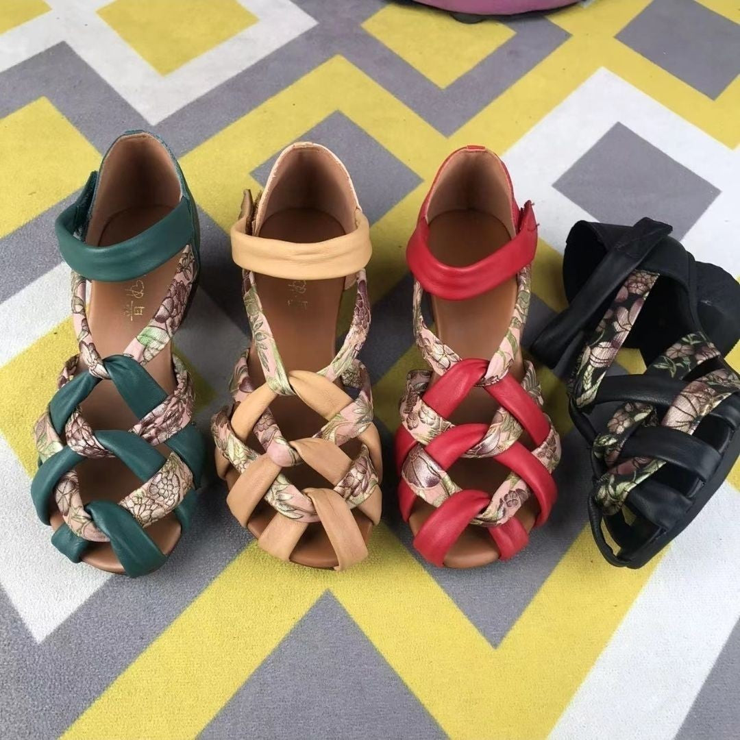 Comelyy Round toe hollow block heel fashionable casual women's shoes